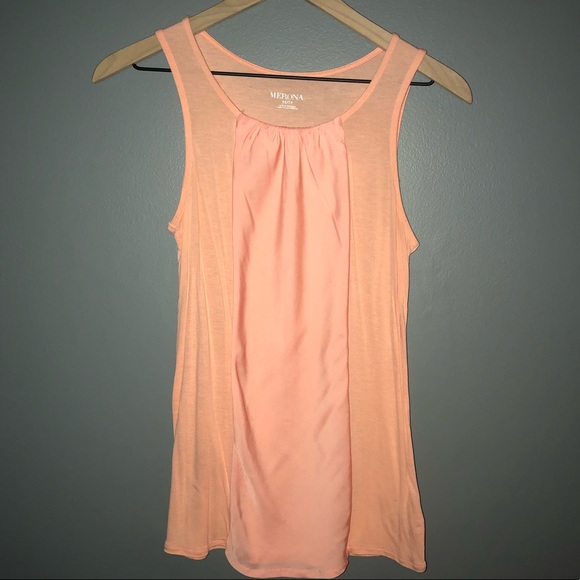 Merona | Tops | Sheer Peach Tank With Satin Front | Poshmark
